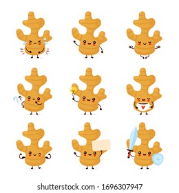 Cute Happy Funny Ginger Root Set Stock Vector (Royalty Free) 1696307947 ...