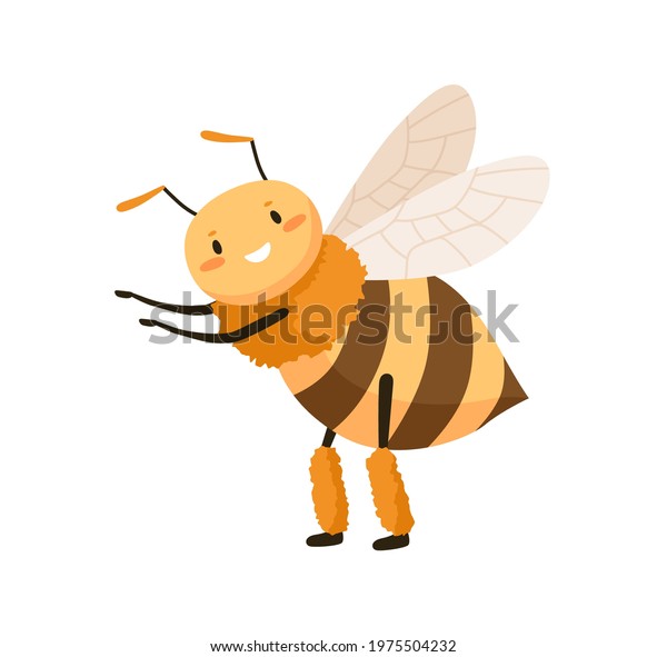 Cute Happy Honey Bee Dancing Pointing Stock Vector (Royalty Free ...