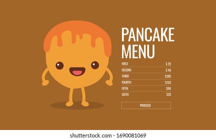 Cute Happy Pancake Menu Design Stock Vector (Royalty Free) 1690081069 ...