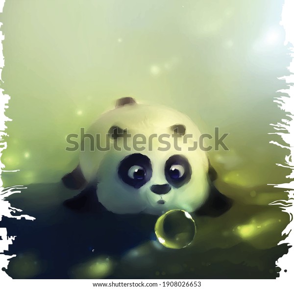 Cute Happy Panda Illustration Large Size Stock Vector (Royalty Free ...