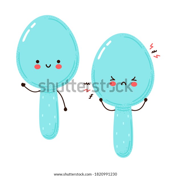 Cute Happy Sad Funny Spoon Isolated Stock Vector (Royalty Free ...