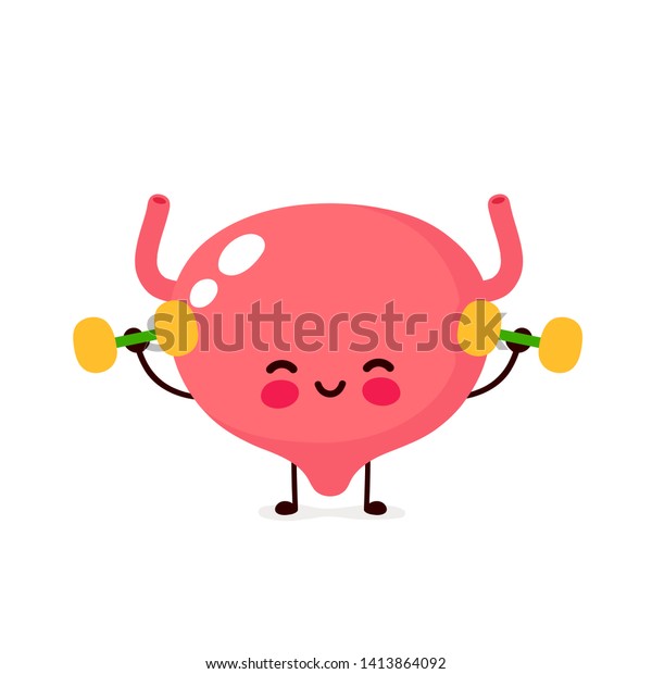 Cute Happy Smiling Bladder Doing Exercises Stock Vector (Royalty Free ...