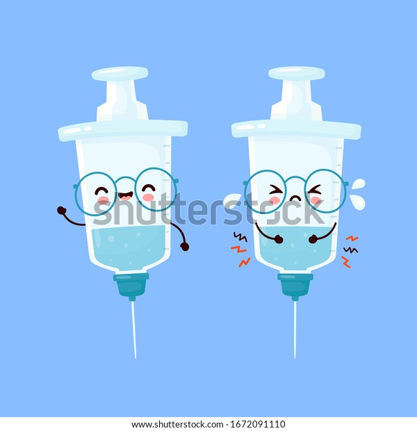 Cute Happy Smiling Sad Cry Syringe Stock Vector (Royalty Free ...
