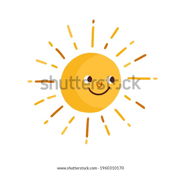 Cute Happy Smiling Sun Rays Childish Stok Vektör (Telifsiz) 1960310170 ...
