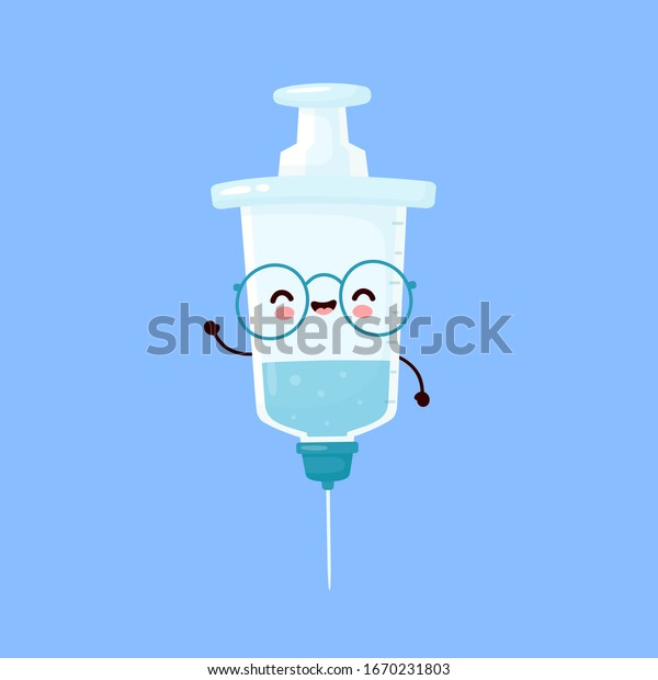 Cute Happy Smiling Syringe Vector Flat Stock Vector (Royalty Free ...