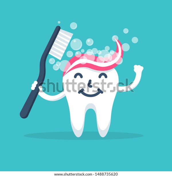 Cute Happy Smiling Tooth Toothbrush Toothpaste Stock Vector (Royalty ...
