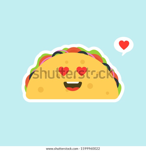 Cute Happy Taco Character Isolated On Stock Vector (Royalty Free ...