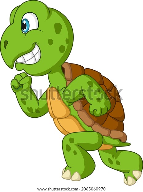 Cute Happy Turtle Cartoon Running Stock Vector (Royalty Free ...