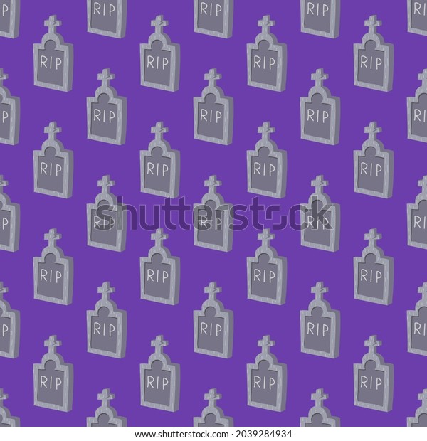 Cute Headstone Tomb Vector Halloween Seamless Stock Vector (Royalty ...