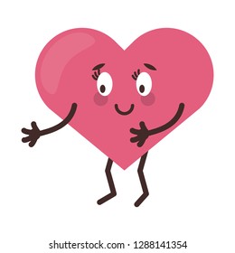 Vector Illustration Cartoon Heart Character Happy Stock Vector (Royalty ...