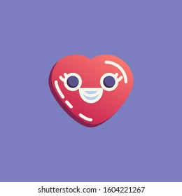 Smiling Heart Shape Emoticon Flat Icon Stock Vector (Royalty Free ...