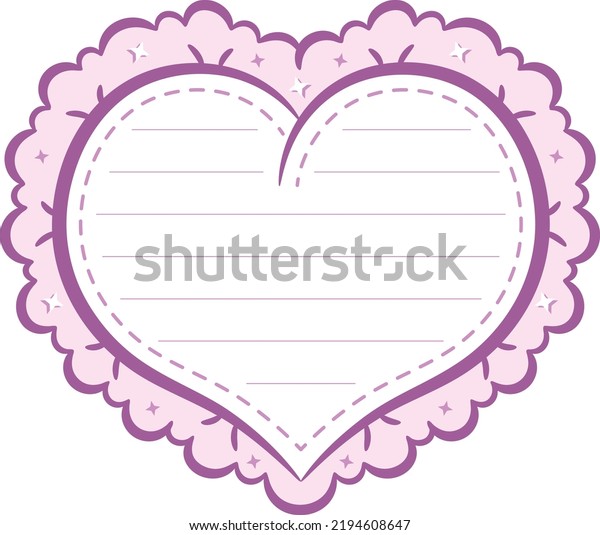 Cute Heart Sticky Note Frame Letter Stock Vector (Royalty Free ...