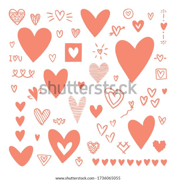 Cute Heart Symbols Simple Cute Doodle Stock Vector (Royalty Free ...