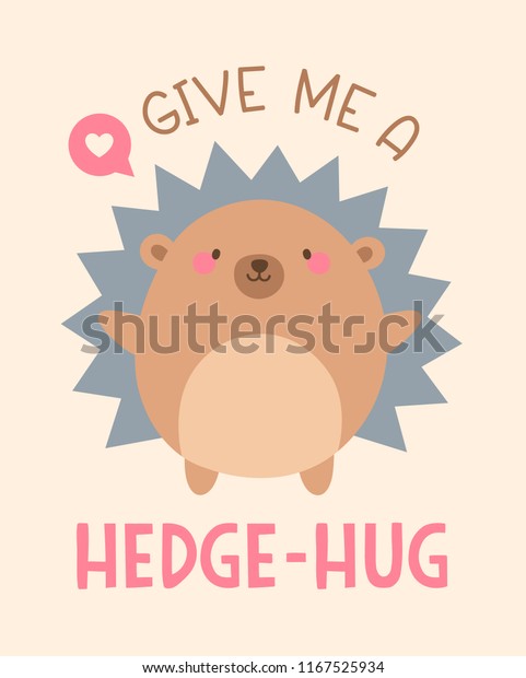 Cute Hedgehog Cartoon Illustration Text Me Stock Vector (Royalty Free ...