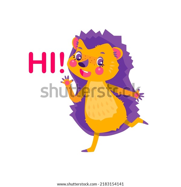 Cute Hedgehog Say Hi Character Design Stock Vector (Royalty Free ...