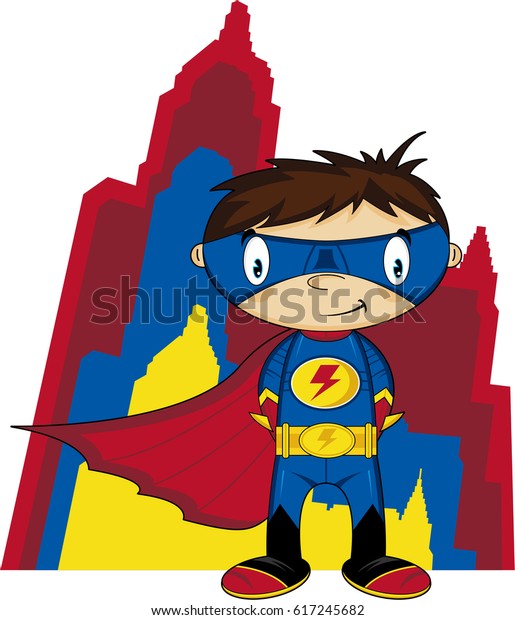 Cute Heroic Cartoon Superhero Stock Vector (Royalty Free) 617245682 ...