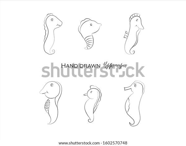 Cute Hippocampus Hand Drawn Icon Vector Stock Vector (Royalty Free ...