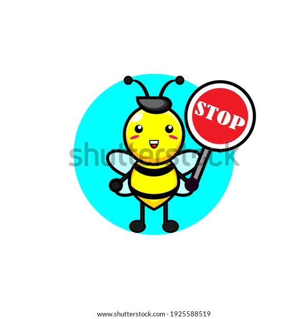 Cute Honey Bee Carrying Stop Sign: เวกเตอร์สต็อก (ปลอดค่าลิขสิทธิ์ ...