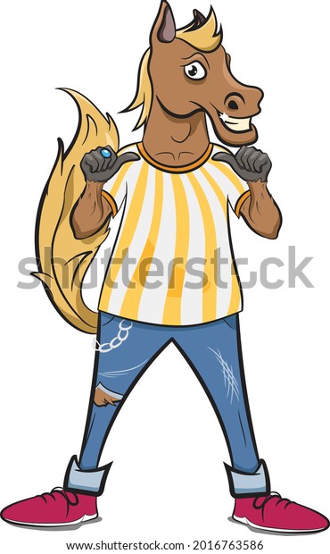 Cute Horse Dressed Referee Pointing Thumbs Stock Vector (Royalty Free ...