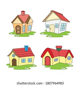 Cute House Cartoon Collection Simple Vector Stock Vector (Royalty Free ...