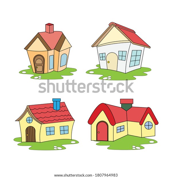 Cute House Cartoon Collection Simple Vector Stock Vector (Royalty Free ...