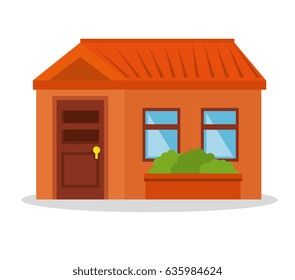 Cute House Exterior Icon Stock Vector (Royalty Free) 635984624 ...