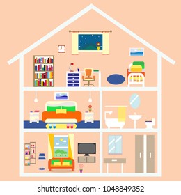 Cute House House Inside Vector Illustration Stock Vector (Royalty Free ...