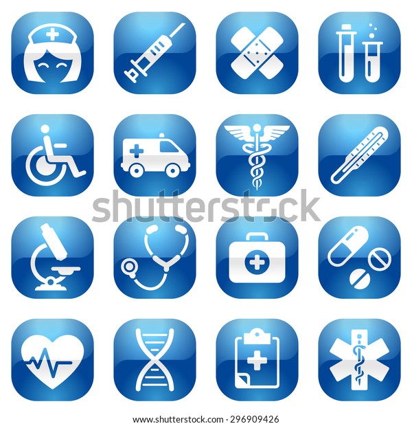 Cute Icon Set Lots Health Care Stock Vector (Royalty Free) 296909426