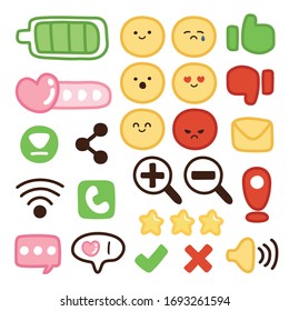 Cute Icon Set Websites Mobile Social Stock Vector (Royalty Free ...