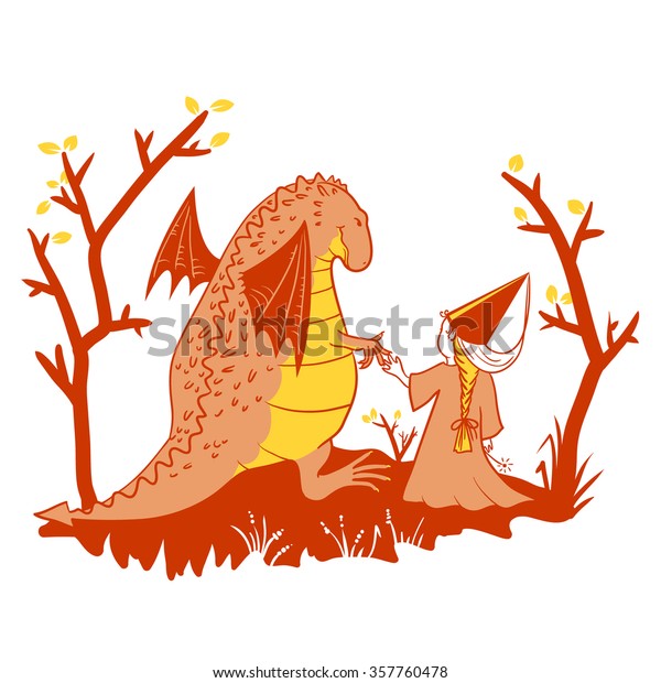 Cute Illustration Dragon Princess Stock Vector (Royalty Free) 357760478 ...