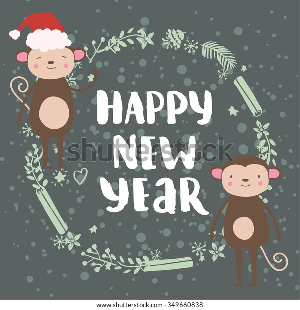 Cute Illustration Funny Monkey Hand Lettering Stock Vector (Royalty ...