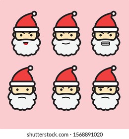 Cute Illustration Santas Faces Stock Vector (Royalty Free) 1568891020 ...