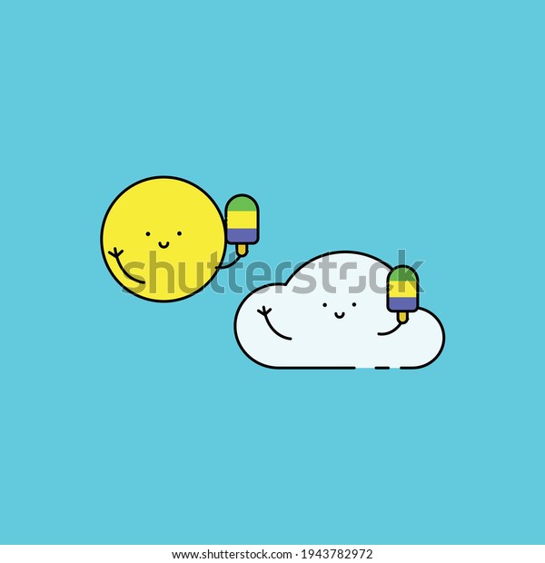 Cute Illustration Smile Cloud Smile Moon Stock Vector (Royalty Free ...