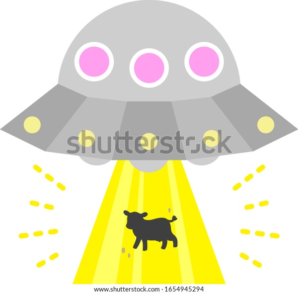 Cute Illustration Ufo Taking Cow Stock Vector (Royalty Free) 1654945294 ...