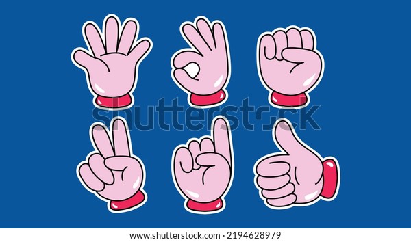 Cute Illustrations Hand Signs Stock Vector (Royalty Free) 2194628979 ...