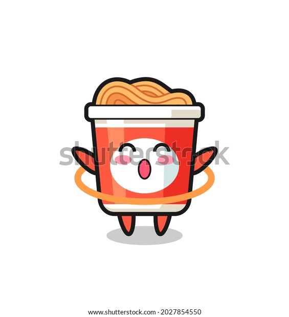 Cute Instant Noodle Cartoon Playing Hula Stock Vector (Royalty Free ...