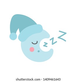 Cute Isolated Blue Sleeping Moon Pink Stock Vector (Royalty Free ...