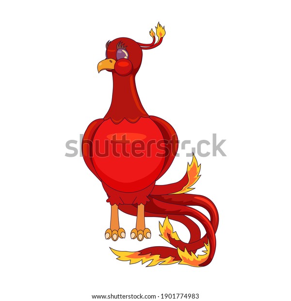 Cute Isolated Phoenix Cartoon Style Vector Stock Vector (Royalty Free ...