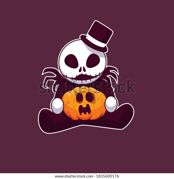 Cute Jack Skellington Cartoon Vector Icon Stock Vector (Royalty Free ...