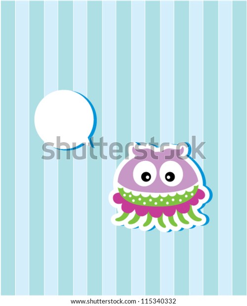 Cute Jellyfish Message Tag Stock Vector (Royalty Free) 115340332 ...