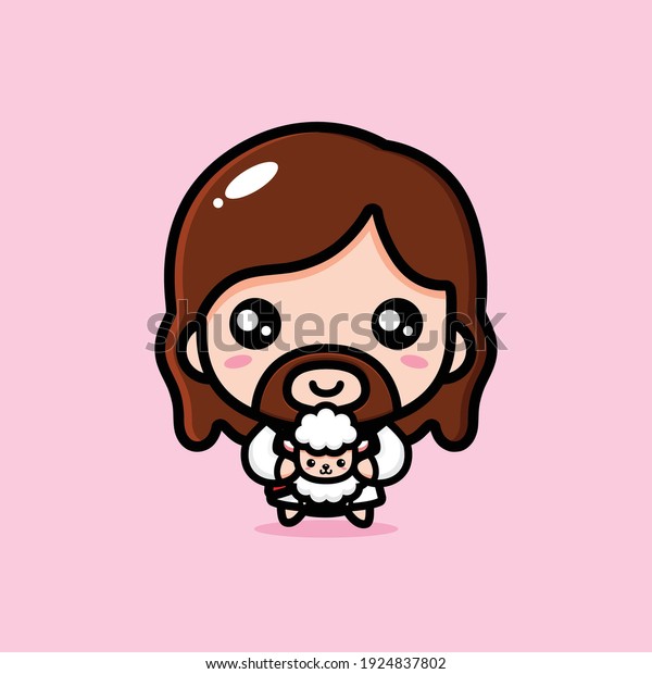 Cute Jesus Christ Hugging Sheep Stock Vector (Royalty Free) 1924837802 ...