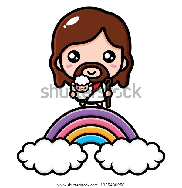Cute Jesus Christ Rainbow Sheep Stock Vector (Royalty Free) 1955480950 ...