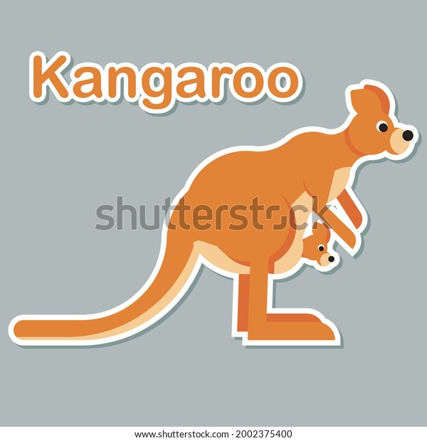 Cute Kangaroo Sticker Vector Illustration Paper Stock Vector (Royalty ...