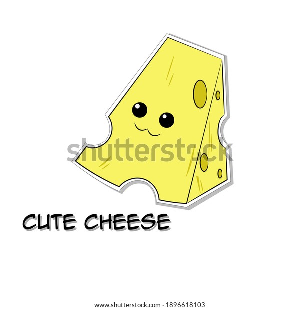 Cute Kawaii Cheese Vector Sticker Stock Vector (Royalty Free ...