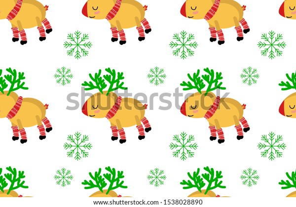 Cute Kawaii Deer Patterns Northern Animals Stock Vector (Royalty Free ...
