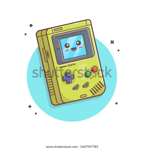 Cute Kawaii Gameboy Console Vector Illustration Stock Vector (Royalty ...