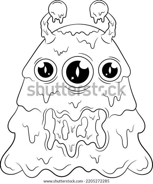 Cute Kawaii Monster Coloring Page Stock Vector (Royalty Free ...