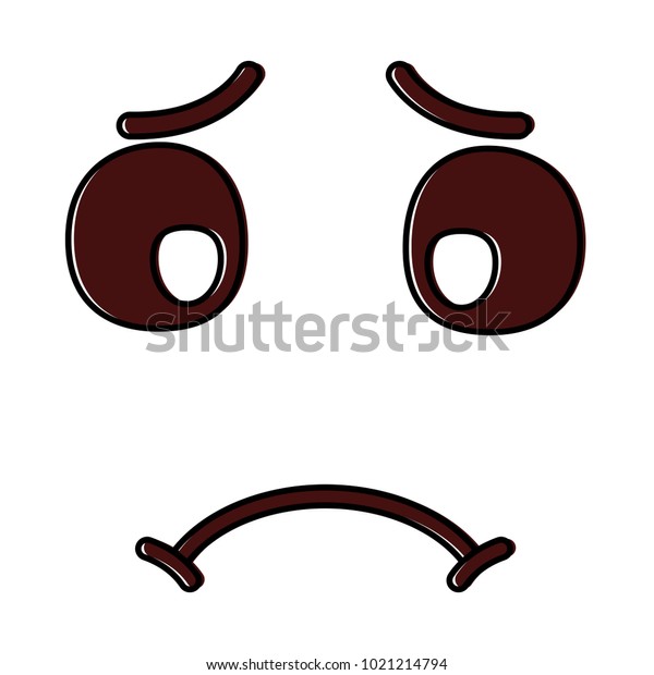 Cute Kawaii Sad Face Expression Cartoon Stock Vector (Royalty Free ...