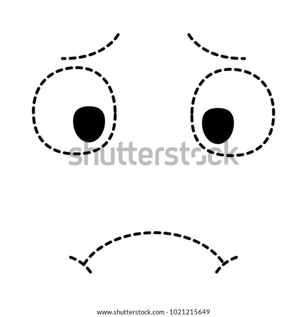 Cute Kawaii Sad Face Expression Cartoon: เวกเตอร์สต็อก (ปลอดค่า ...