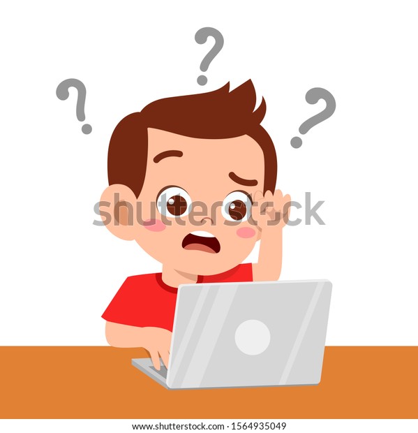 Cute Kid Boy Confused When Using Stock Vector (Royalty Free) 1564935049 ...